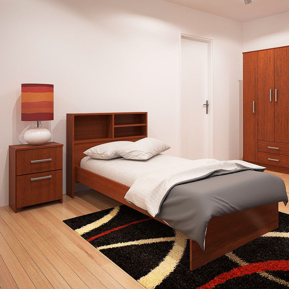 Cama Con Repisa Orlandi 85 0.93m Mogno