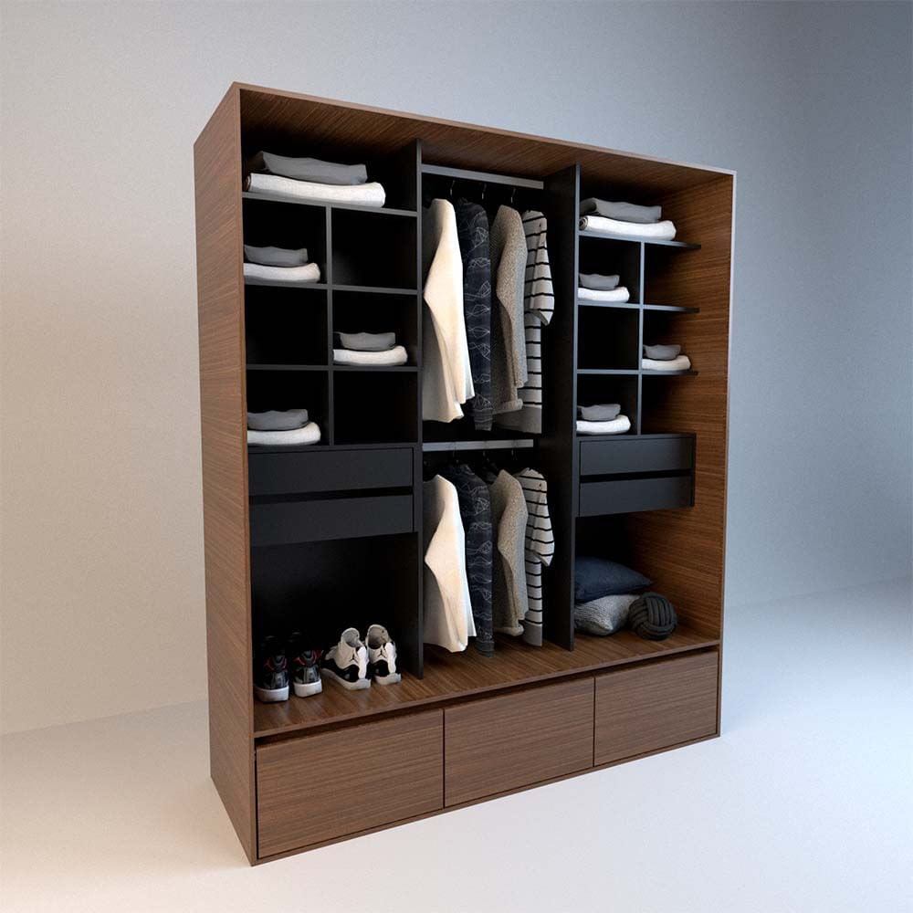 Vestidor Tables 6514 1.80 7c Nogal/negro